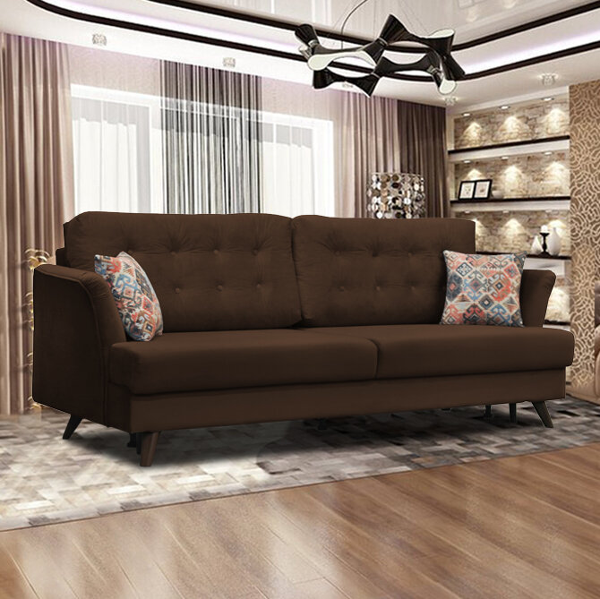 Диван еврокнижка Элис механизм тик-так велюр темно-коричневый МФ Валерия