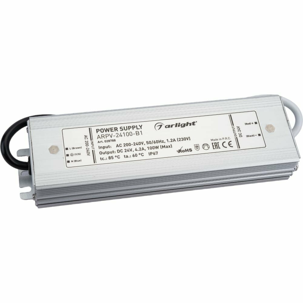 Блок питания Arlight ARPV-24100-B1 028788, герметичный, защита от короткого замыкания, IP67, для светодиодных ламп