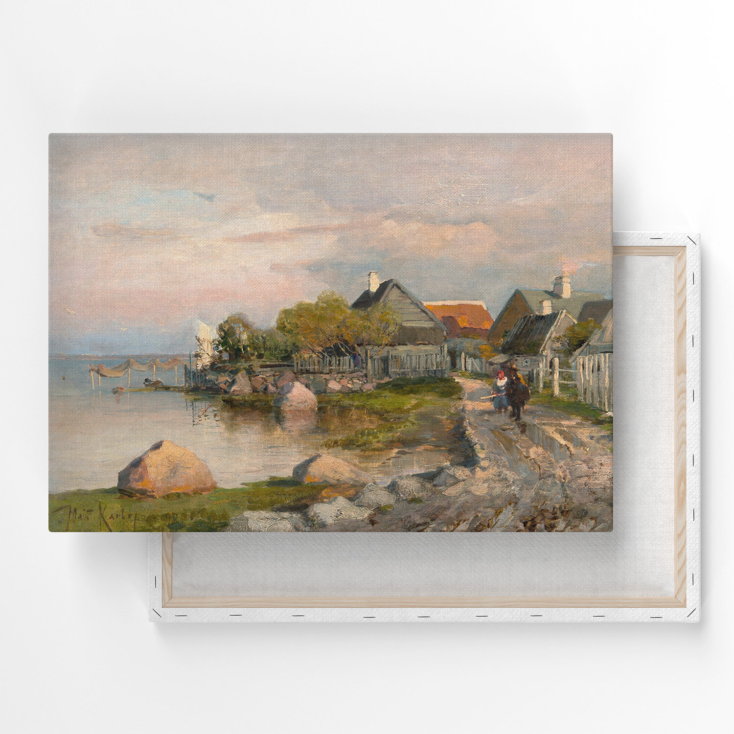 Картина на холсте, репродукция / Юлий Клевер - Рыбацкая деревня в заливе Хаапсалу / Размер 40 x 53 см