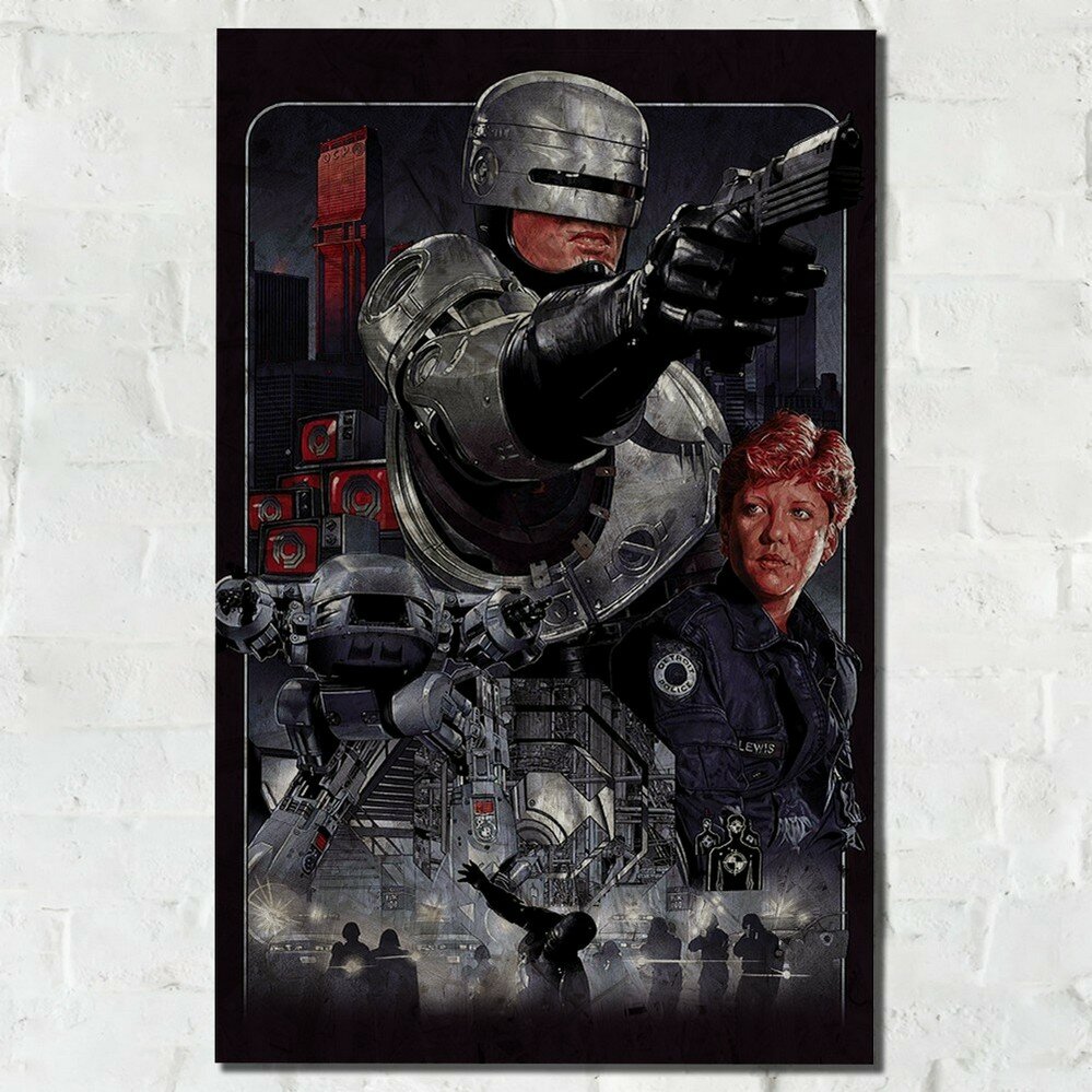 Картина интерьерная на рельефной доске фильм Робокоп (Robocop, фантастика, боевик) - 13699 В