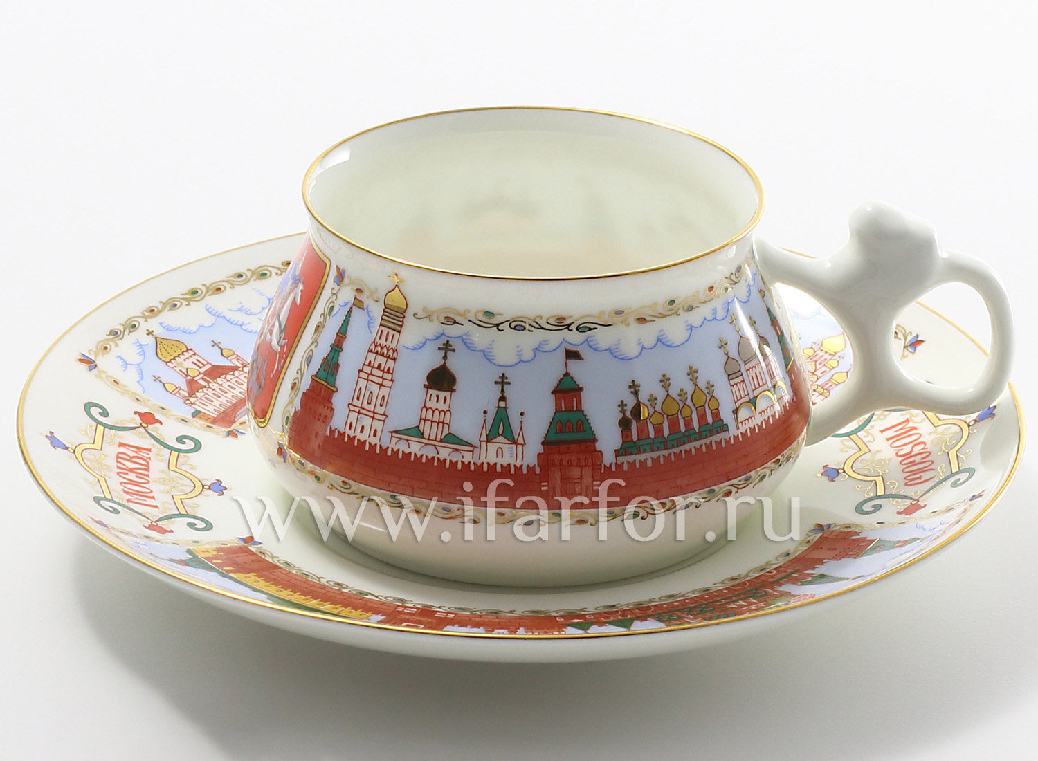 Чашка с блюдцем кофейная Московский Кремль Билибина