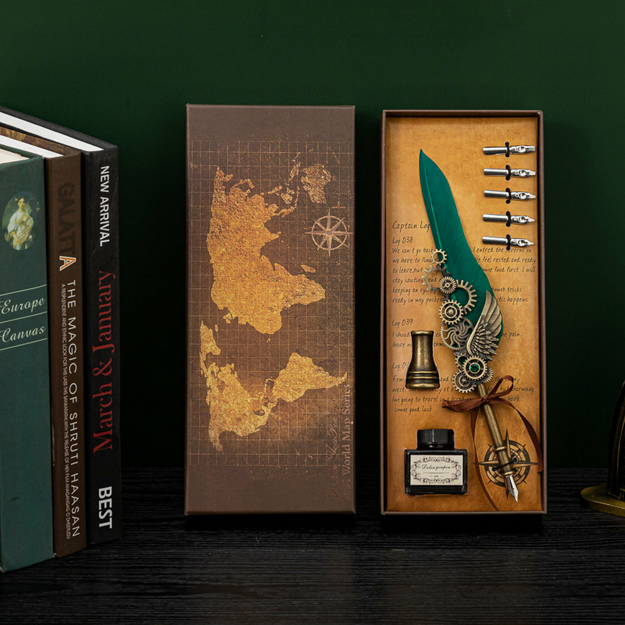 Подарочная винтажная каллиграфическая перьевая ручка с натуральным пером