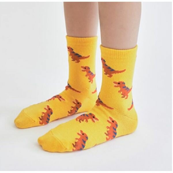 Носки Носки детские длинные (возраст 3-4 года), желтые, принт динозавры (OD-B-033-M-02)BABY, D TYPE