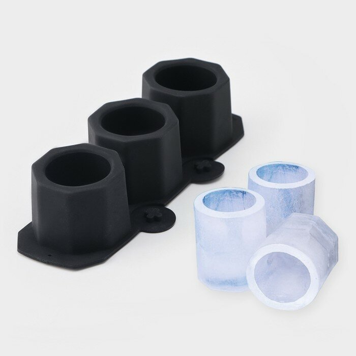 Форма для льда «Стопка», 21.5×9×4.8 см, 3 ячейки (5.9×5.5 см) чёрная