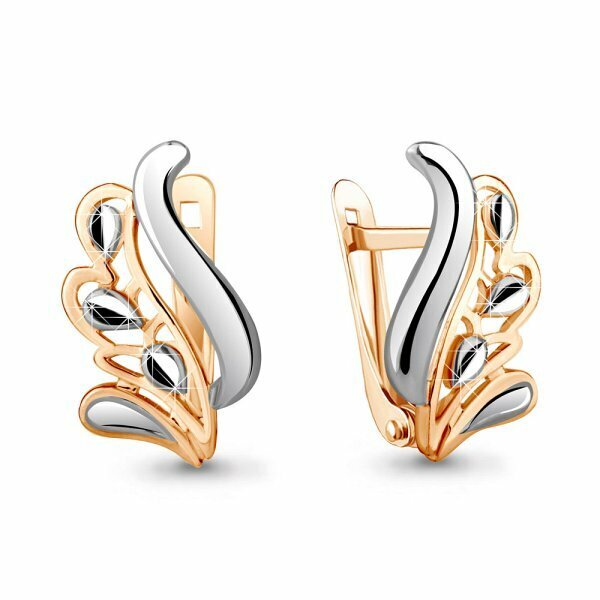 Серьги, серебро, 925 проба, золочение