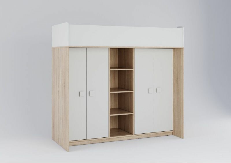 Кровать чердак Легенда E602 сонома/белый , спальное место: 190x75