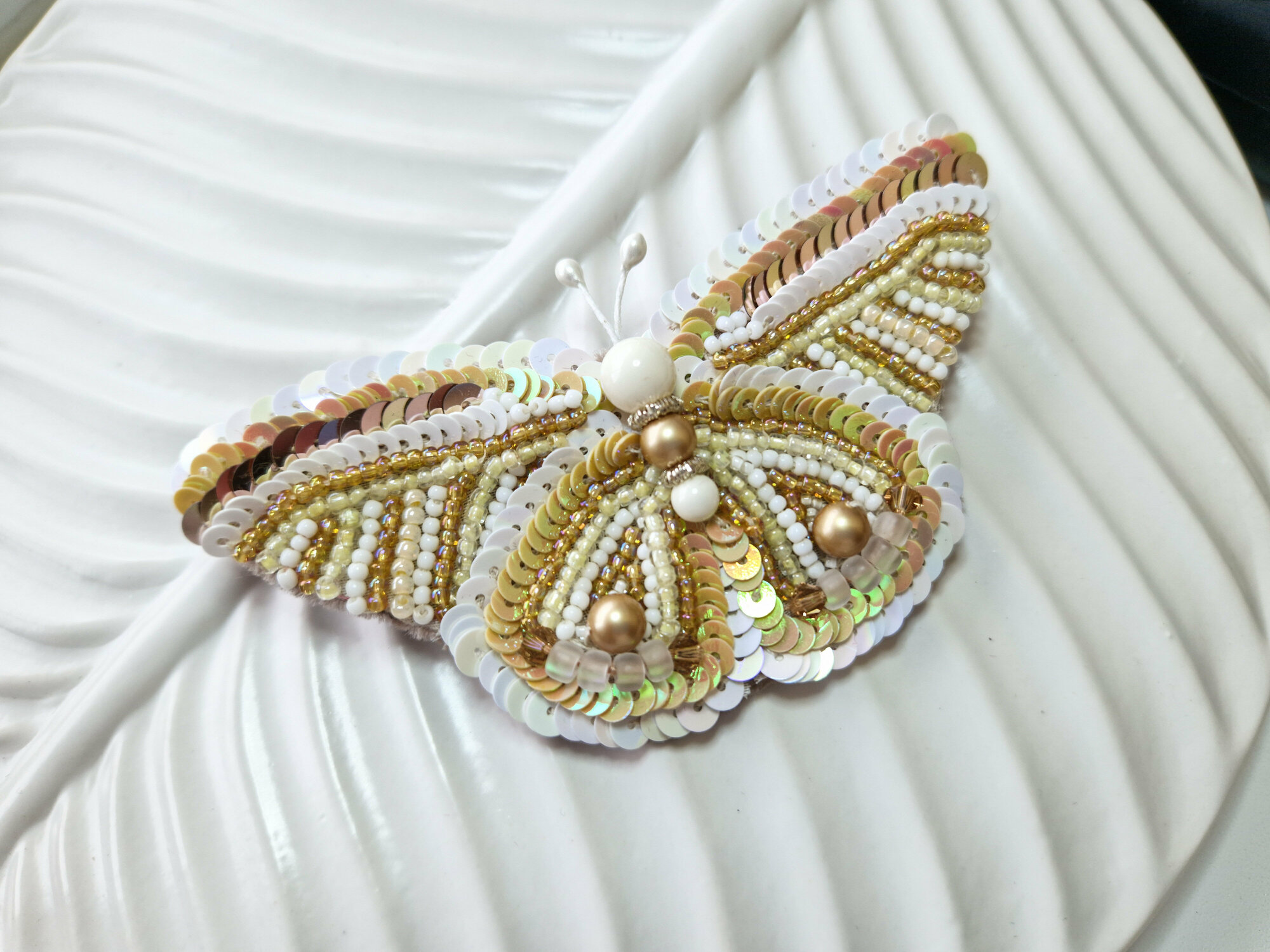 Брошь, жемчуг Swarovski синтетический