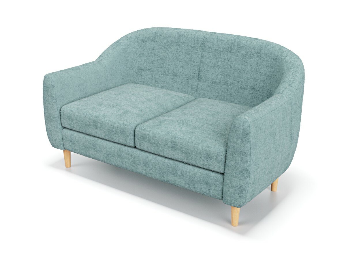 Дизайнерский диван Soft Element Орак Mint, двухместный, деревянные ножки, букле, скандинавский лофт, на кухню, на дачу