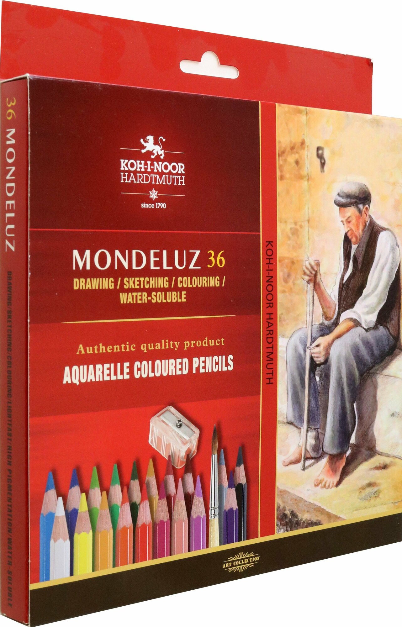 Карандаши акварельные Mondeluz Old Man 3712, 36 цветов, с кистью и точилкой