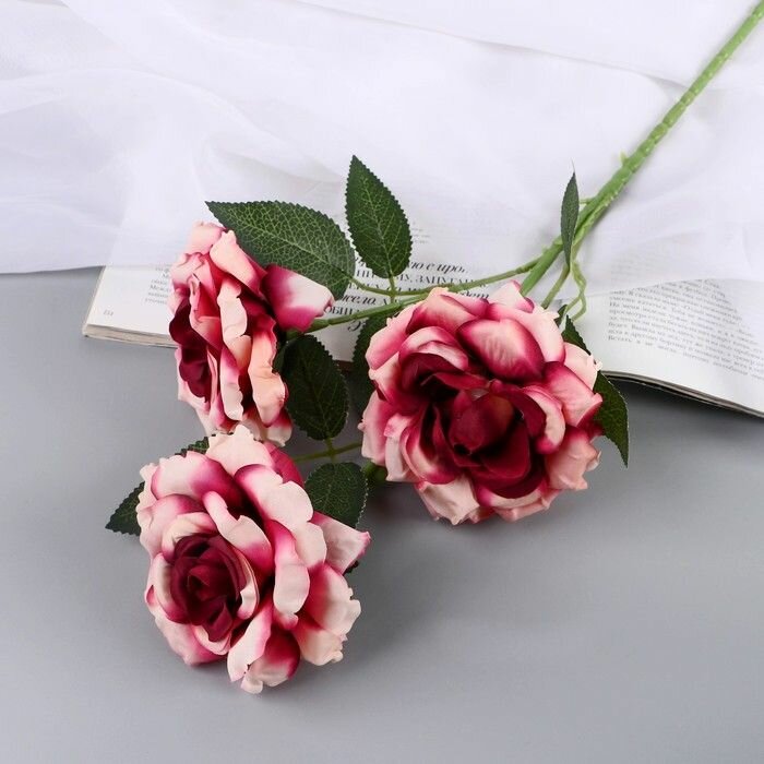 Цветок искусственный Poetry in flowers "Роза Палома" d 8 см, 53 см, темно-сиреневый