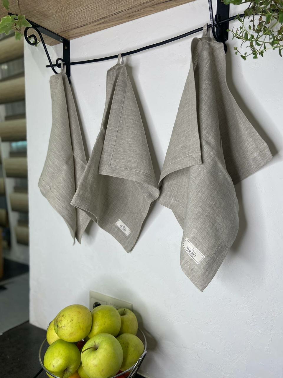 Льняное кухонное полотенце натуральный 100% лен, в комплекте 3 шт.