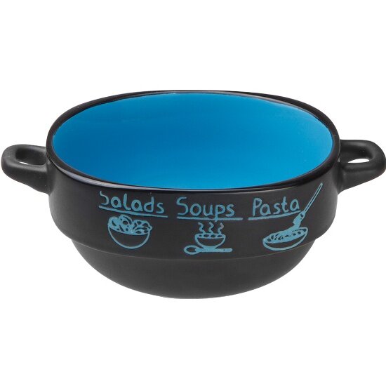 Perfecto Linea Супница керамическая, 140 мм, круглая, серия Харчо, черно-голубая, (700 мл) (18-416514)