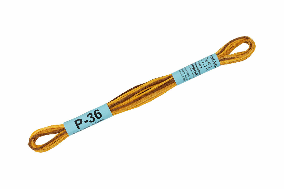 Мулине "Gamma" меланж 100% хлопок 8 м Р-36 горчичный-т. желтый