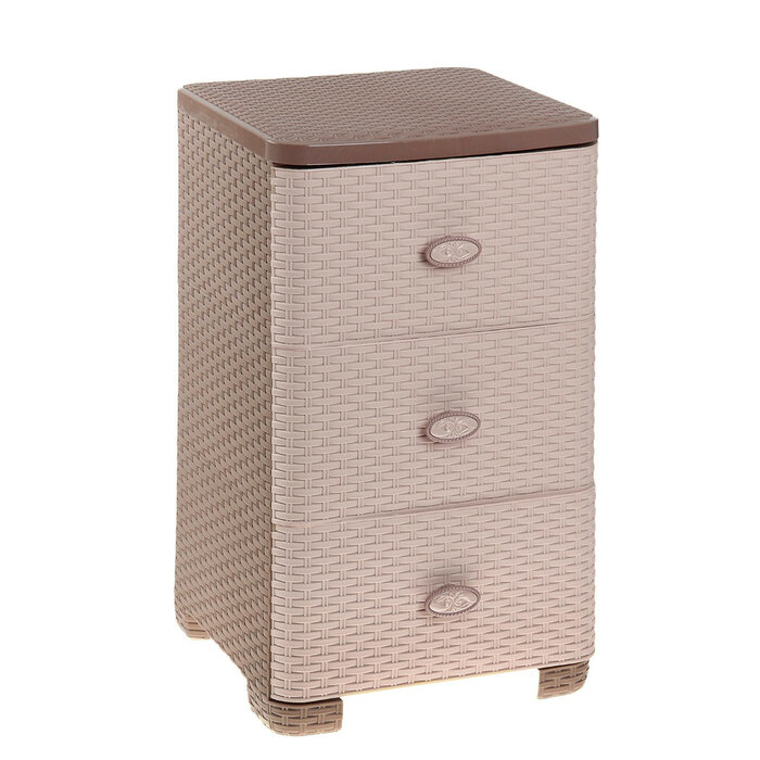 Комод 3-х секционный Плетёнка , цвет какао