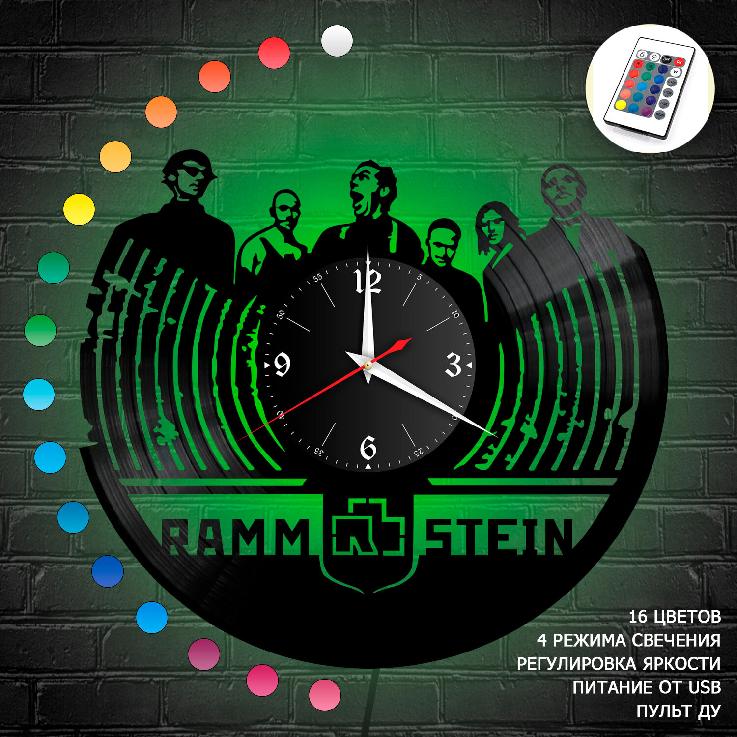 Часы с подсветкой группа Rammstein из винила, №4