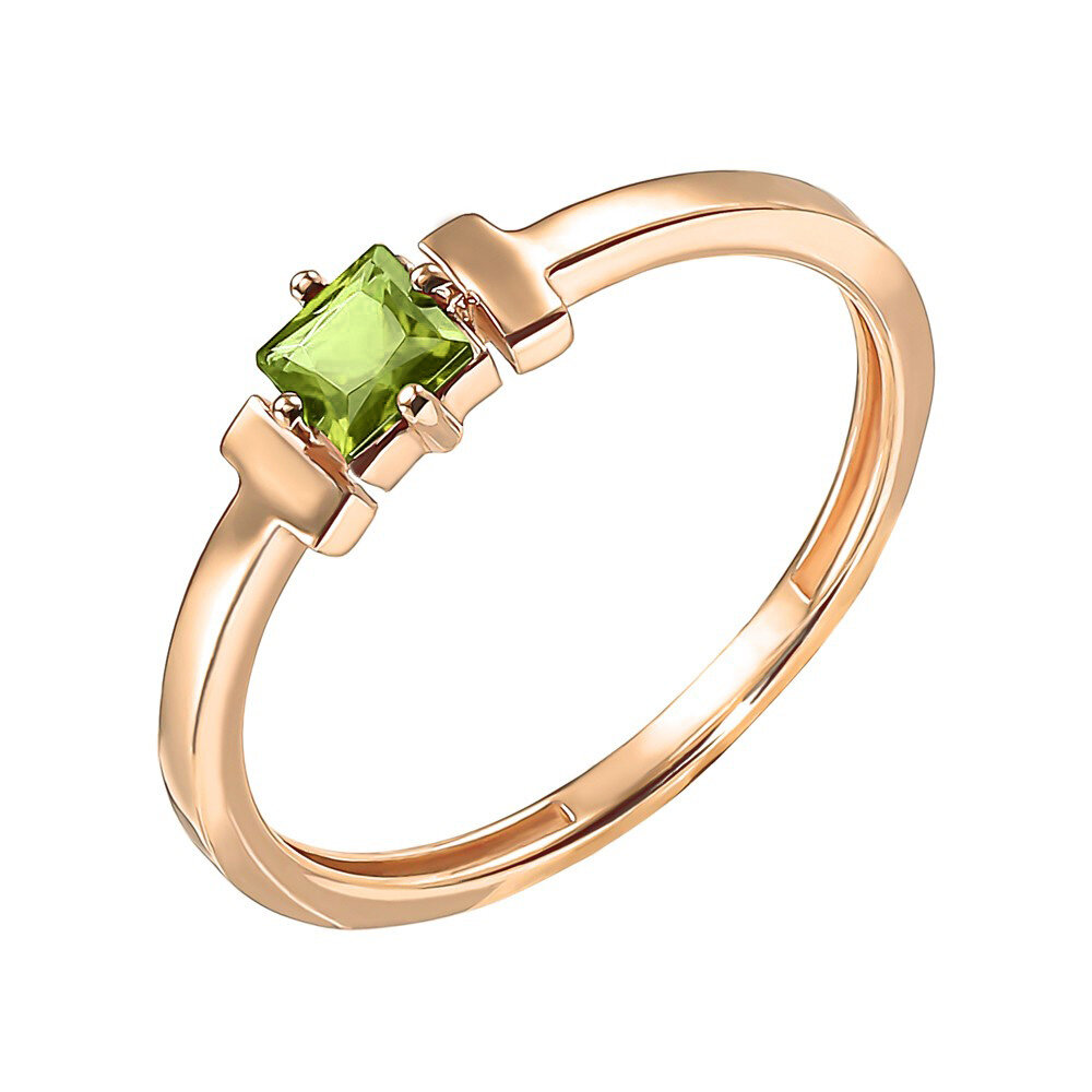 Кольцо, красное золото, 585 проба, хризолит