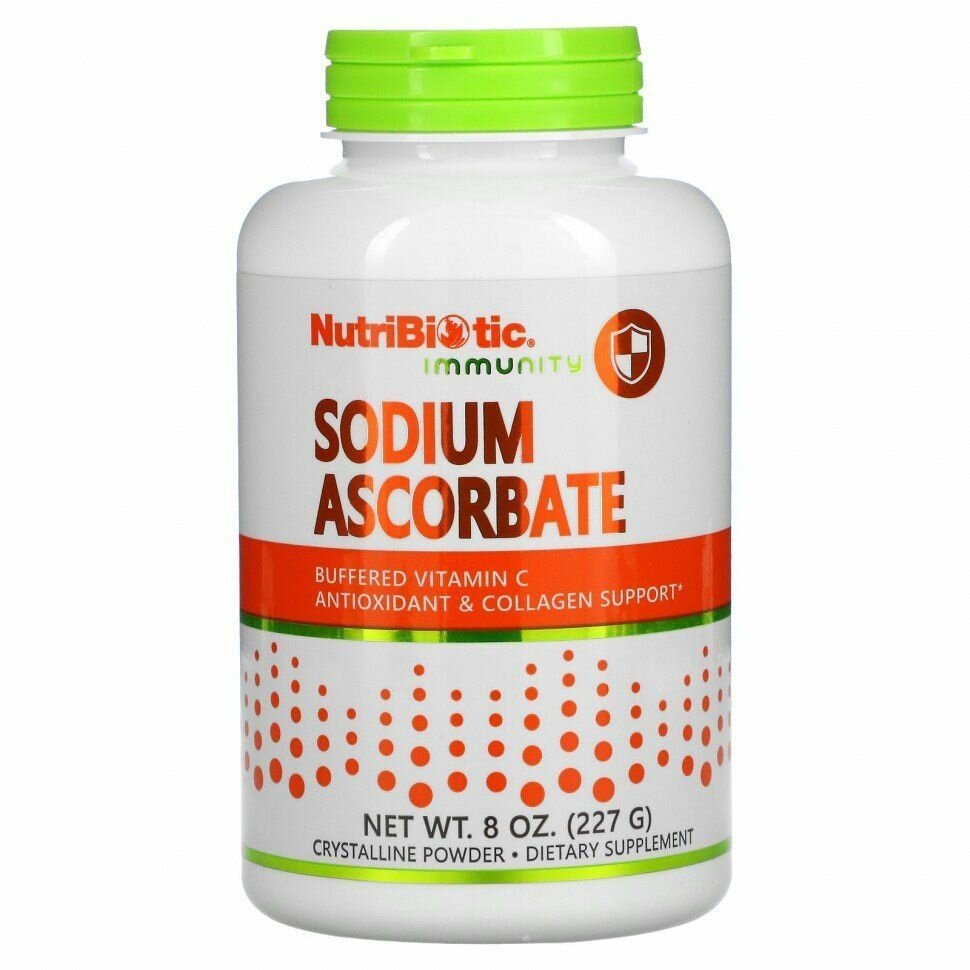 NutriBiotic, Sodium Ascorbate, аскорбат натрия, порошок, 227 г