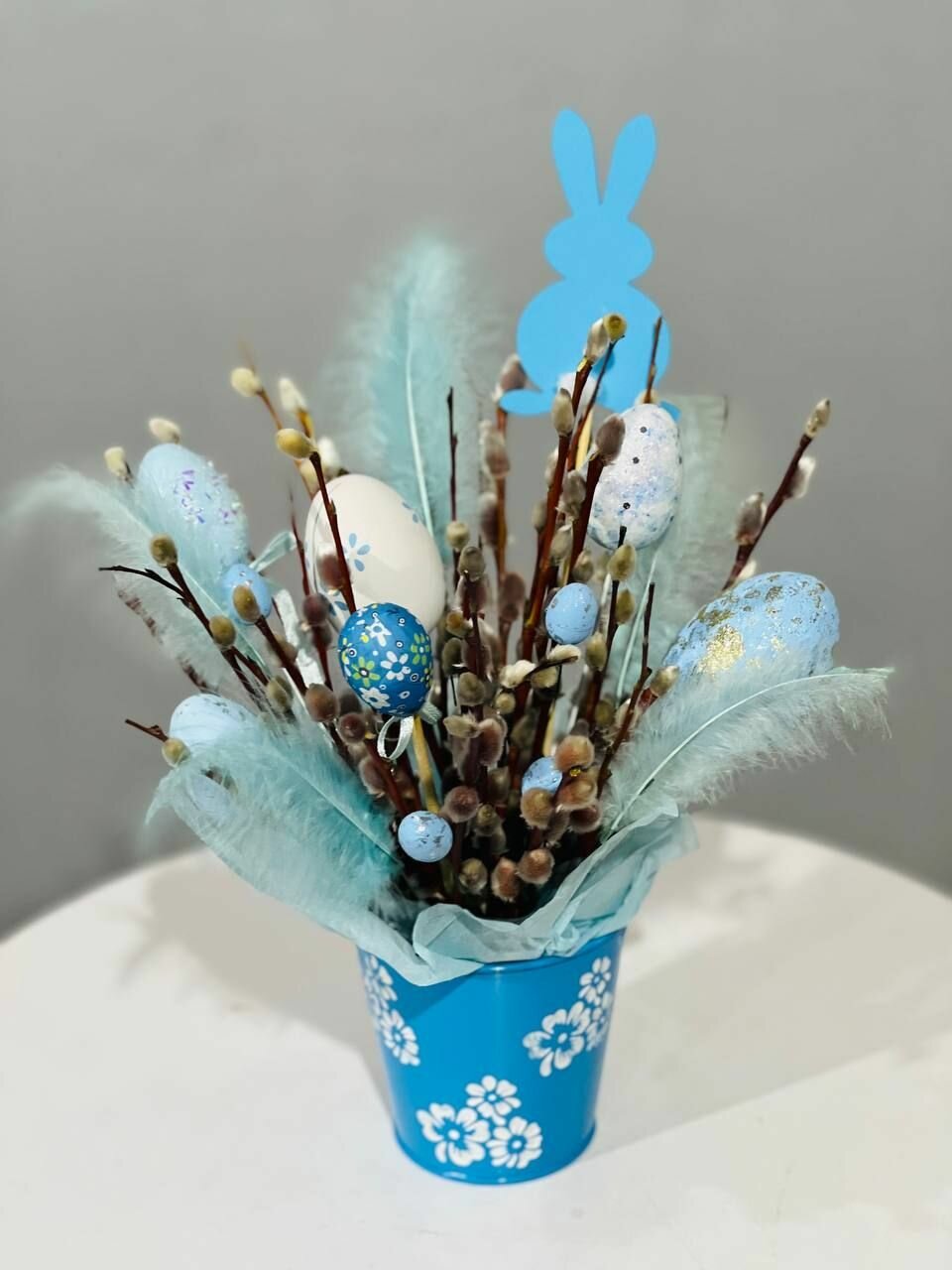 Пасхальный букет / Верба живая в жестяном ведёрке / Букет