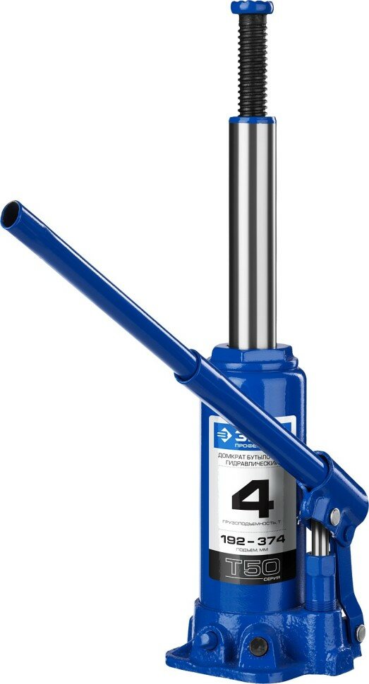 ЗУБР Домкрат гидравлический бутылочный T50, 4т, 192-374мм, ЗУБР Профессионал 43060-4, ( 43060-4_z01 )