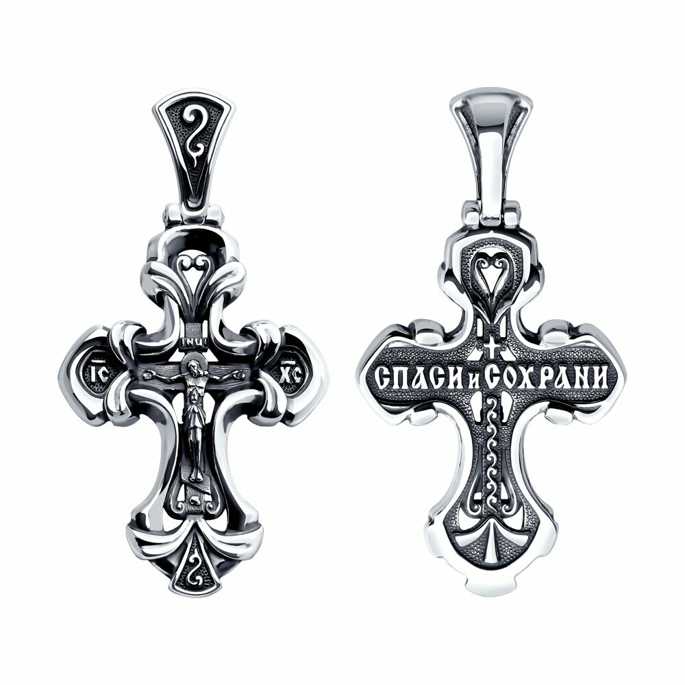 Крестик, серебро, 925 проба, чернение