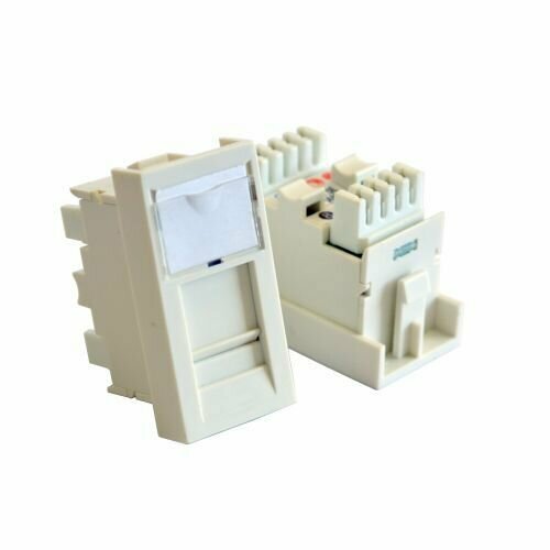Вставка TWT TWT-SIP-RJ45/F-WH RJ-45 UTP Cat.5E, 22.5x45 мм угловая, с маркировкой, белая