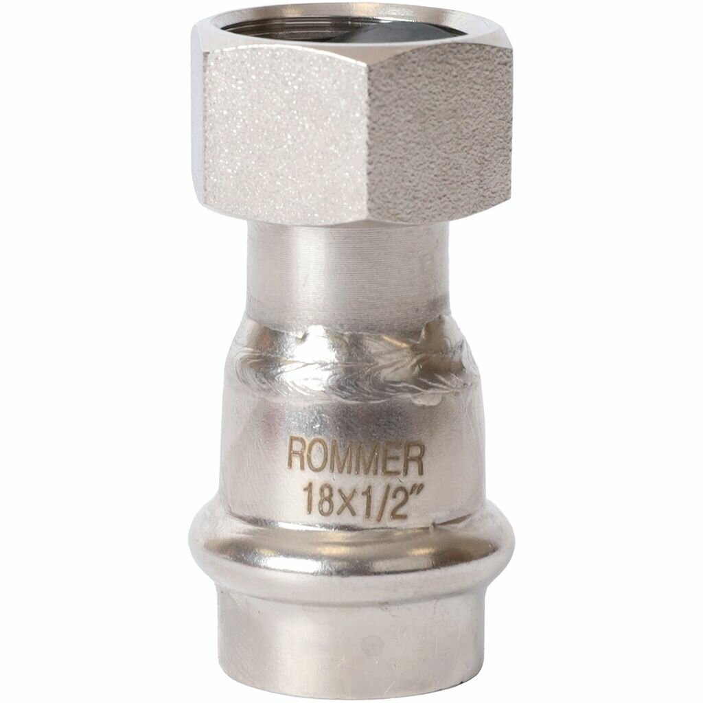 Переходник с накидной гайкой нерж. сталь 18 х 1/2" ROMMER