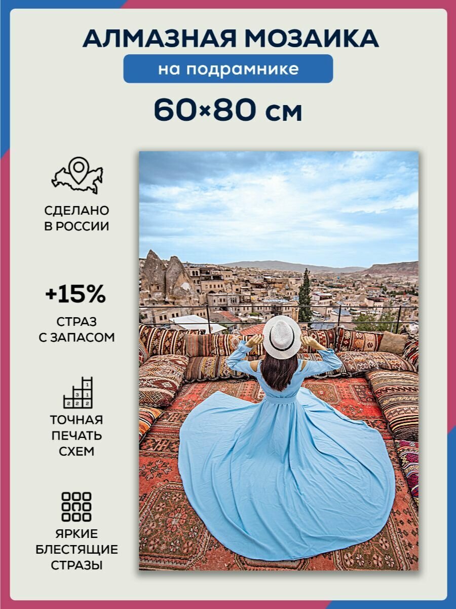 Алмазная мозаика 60x80 Тунис город на подрамнике