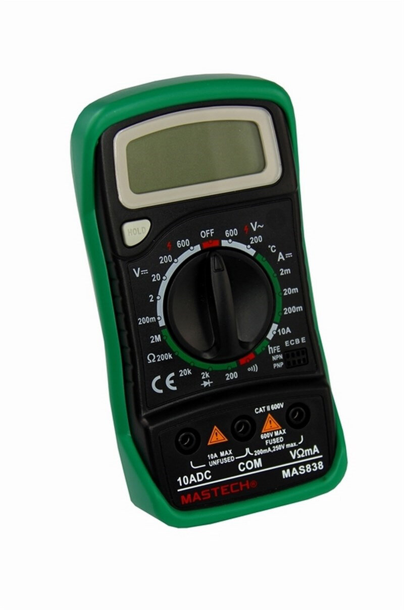 Мультиметр цифровой Mastech MAS838, противоударный корпус, температура, оригинал