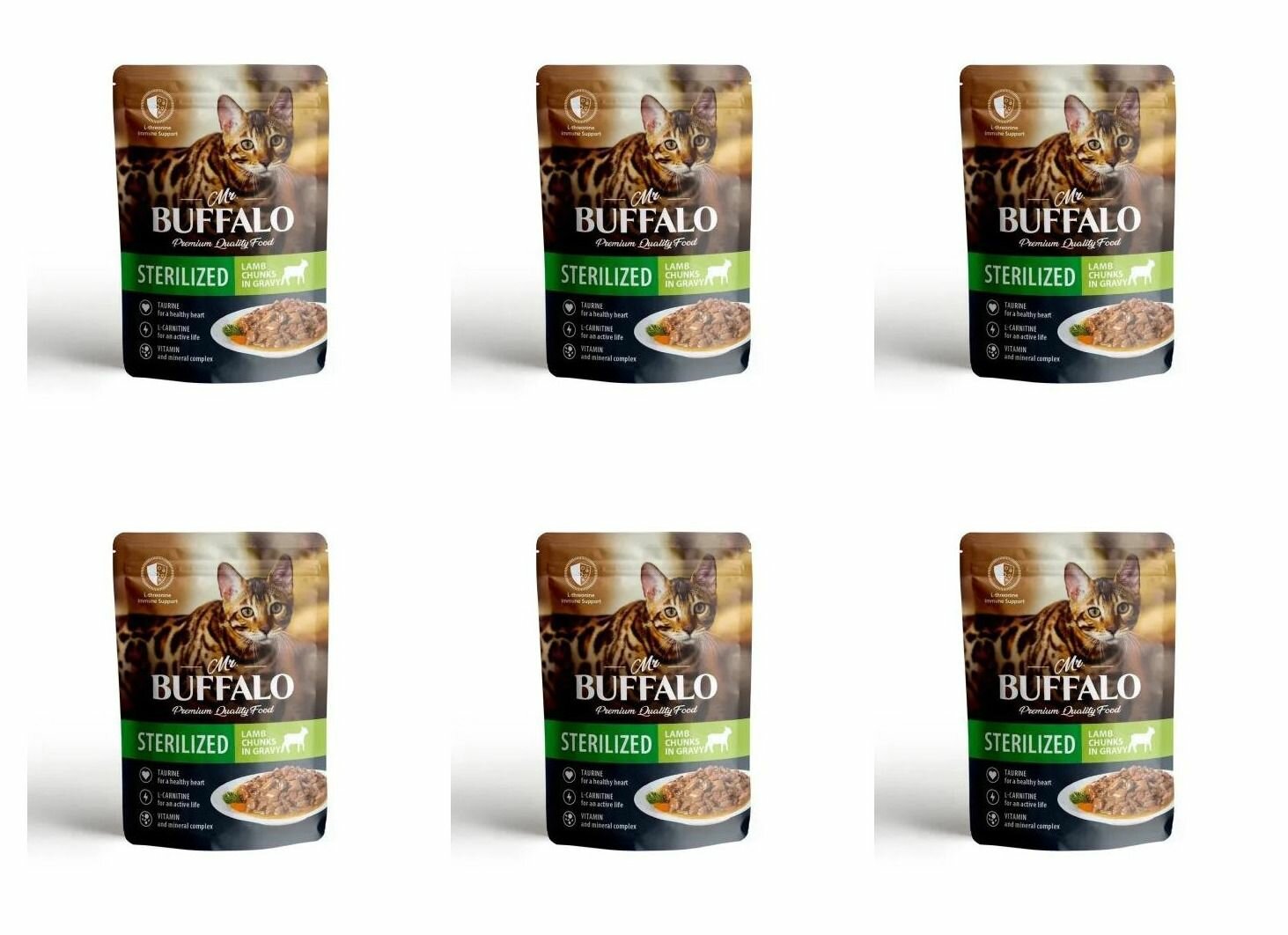 Mr.Buffalo Влажный корм для стерилизованных котов и кошек ягненок в соусе, Sterilised, пауч, 85 г - 6 шт