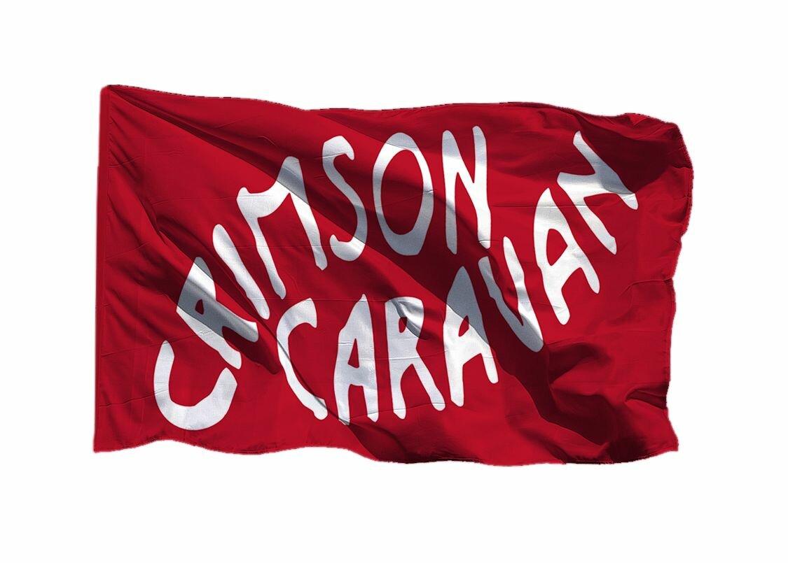 Флаг Красный Караван из Fallout 1 Фоллаут 90х135 см на сетке для улицы, для флагштока