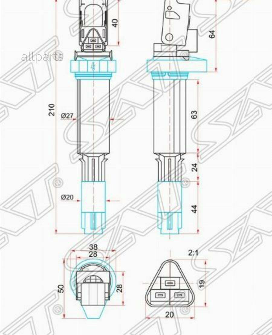 SAT ST-12131712219 Катушка зажигания BMW E81/E46/E90/E39/E60/E64/E61/E63/E65/E53/E70/E83/E85/E86