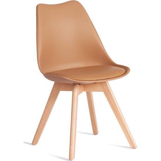 Комплект стульев Tetchair TULIP (mod. 73-1) дерево/пластик/экокожа, 47,5x55x80 см, Бежевый (Latte) (4шт/уп)