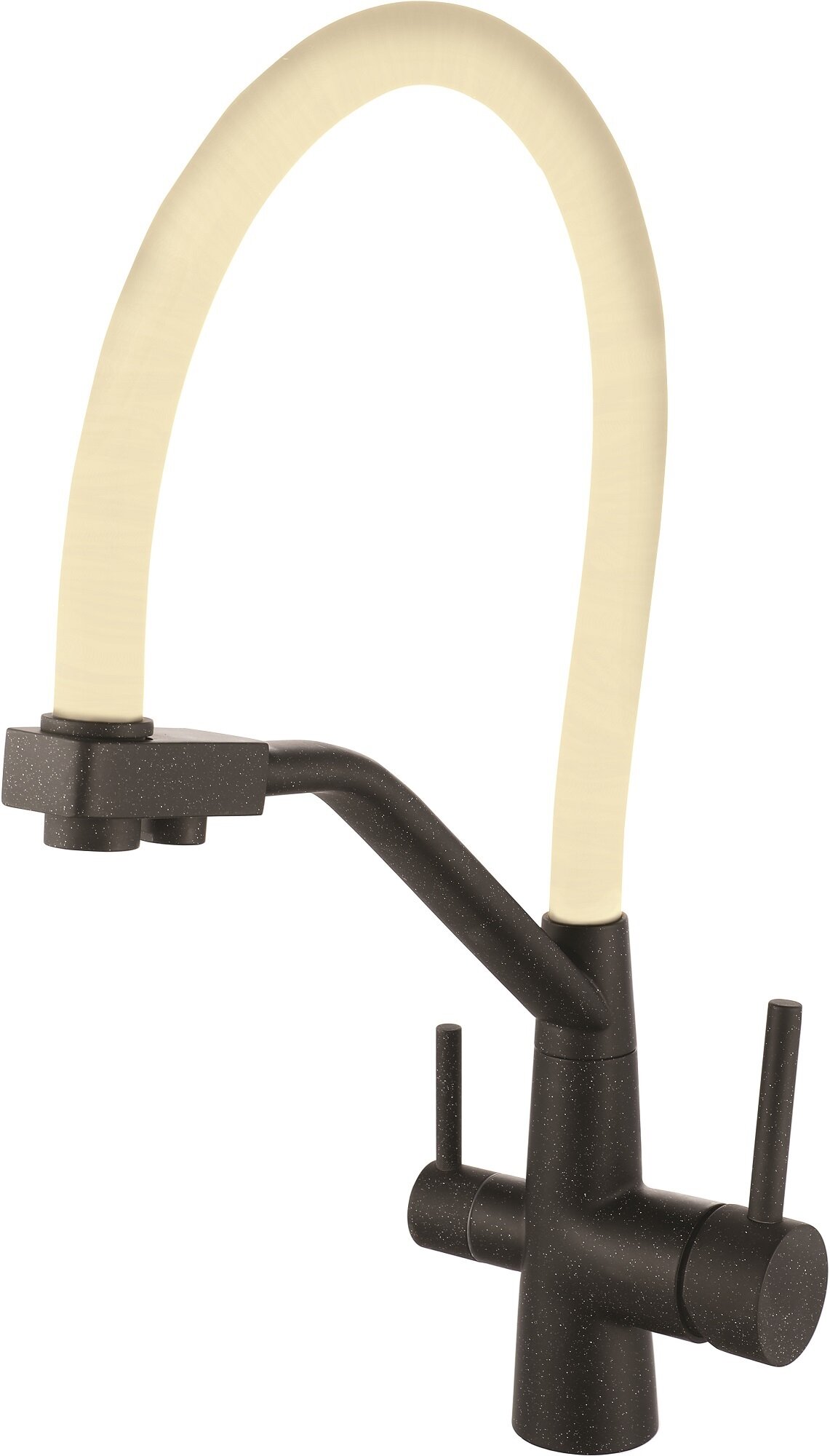 Смеситель для кухни Trigor с гибким изливом и возможностью установки фильтра для питьевой воды, черный гранит/бежевый