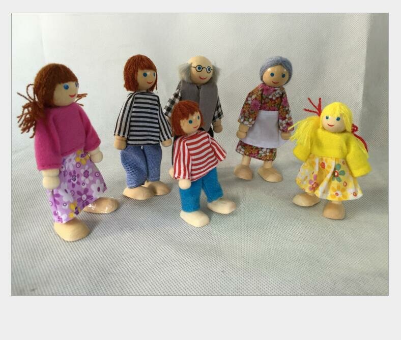 Кросс-бордерные японско-корейские деревянные куклы, черные, Amazon Family, суставы куклы из 7 человек, подвижные куклы (семья из 6 человек)