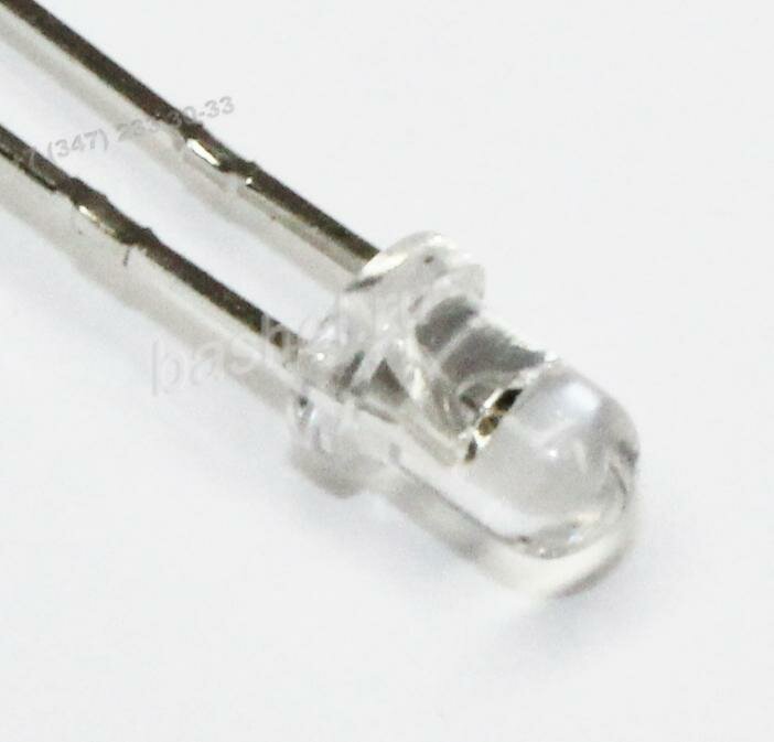 LED DIP 3mm DFL-3014UVC-180mcd, Светодиод, круглый прозрачный 3мм, УФ, 180mcd, 20°, 3.2V