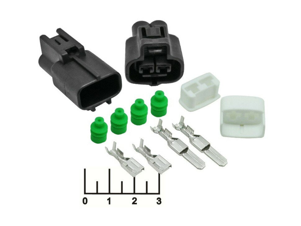 Разъем 2pin в комплекте 4.8мм влагозащищенный авто (Toyota) (6189-0425/6188-0259)