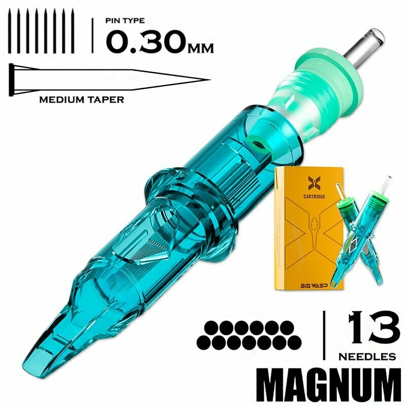 Тату картриджи BIG WASP-X Magnum Medium Taper 13 MGMT/0.30 (1013mg) 20шт