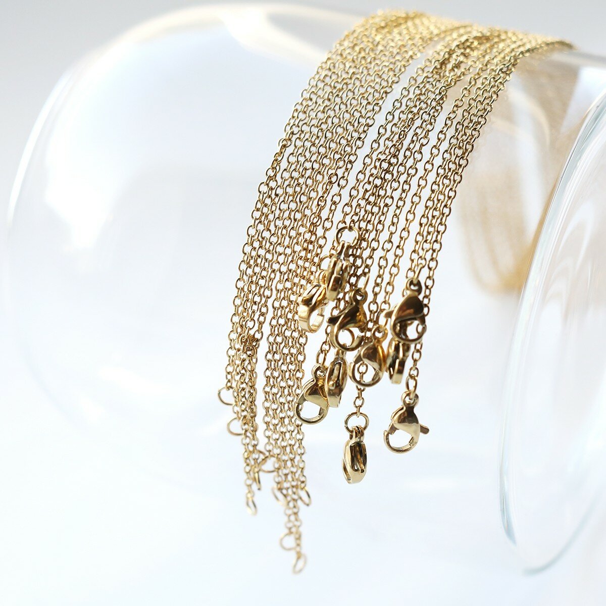 Основа для ожерелья/кулона с замочком (2 шт.), стальная цепочка, цвет золото, 500х1.5 мм