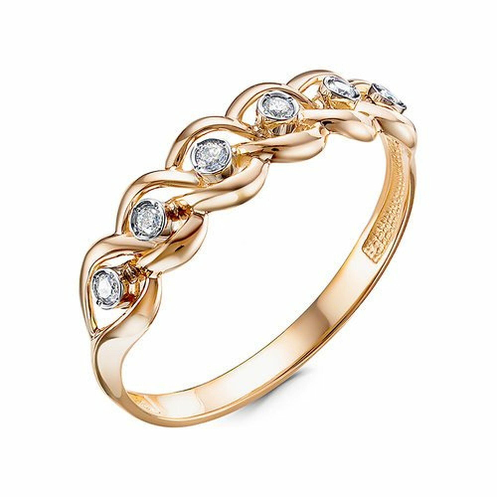 Кольцо дорожка, красное золото, 585 проба, бриллиант