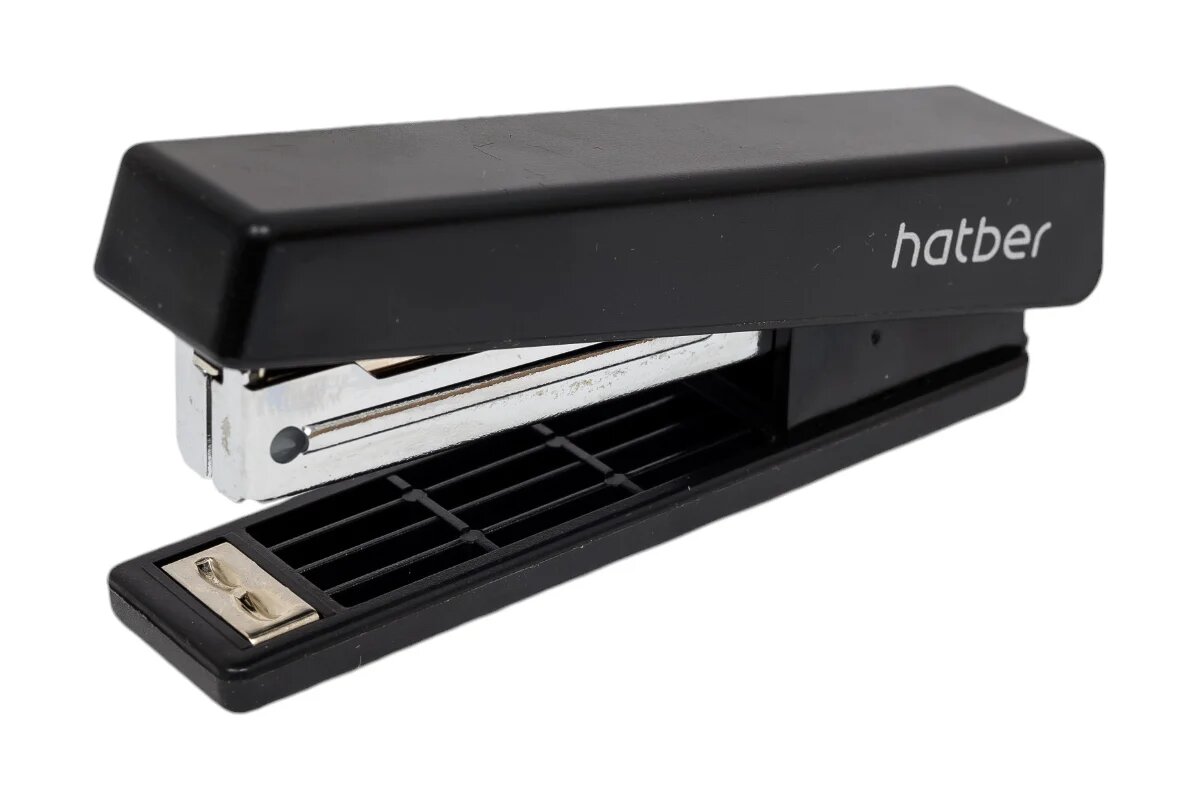 Hatber №10 Степлер 10 л, 50 скоб, 48 мм, с антистеплером, черный в картон боксе 12 шт.