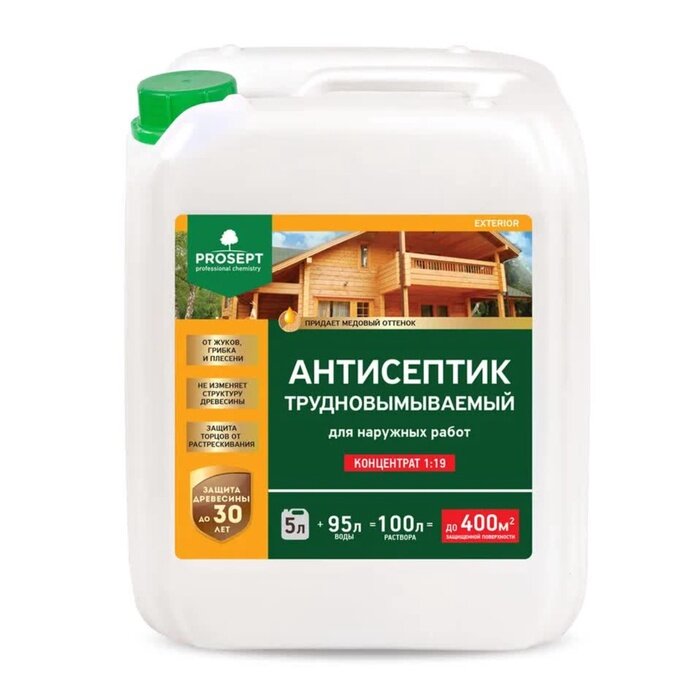 Антисептик для наружных работ Prosept Exterior, концентрат 1:19, 5 л