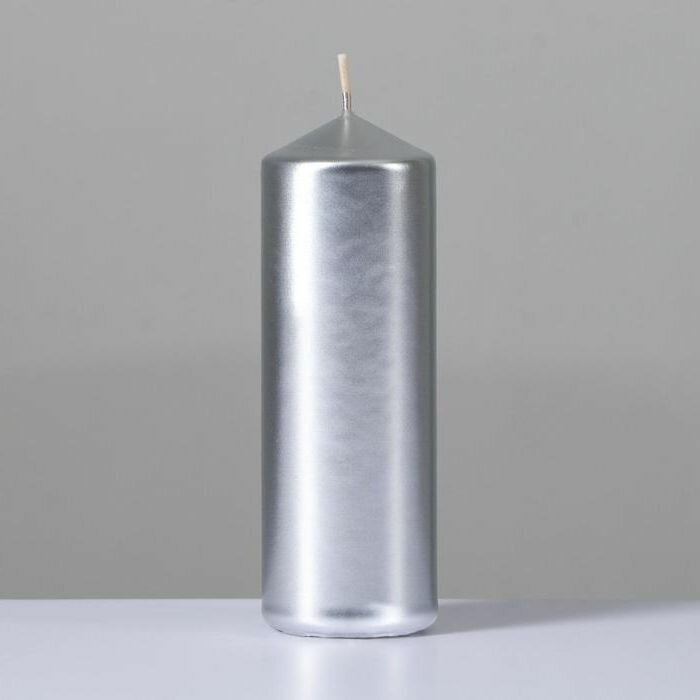 FENOMEN Свеча неароматическая формовая, серебристая, 20 см, IKEA