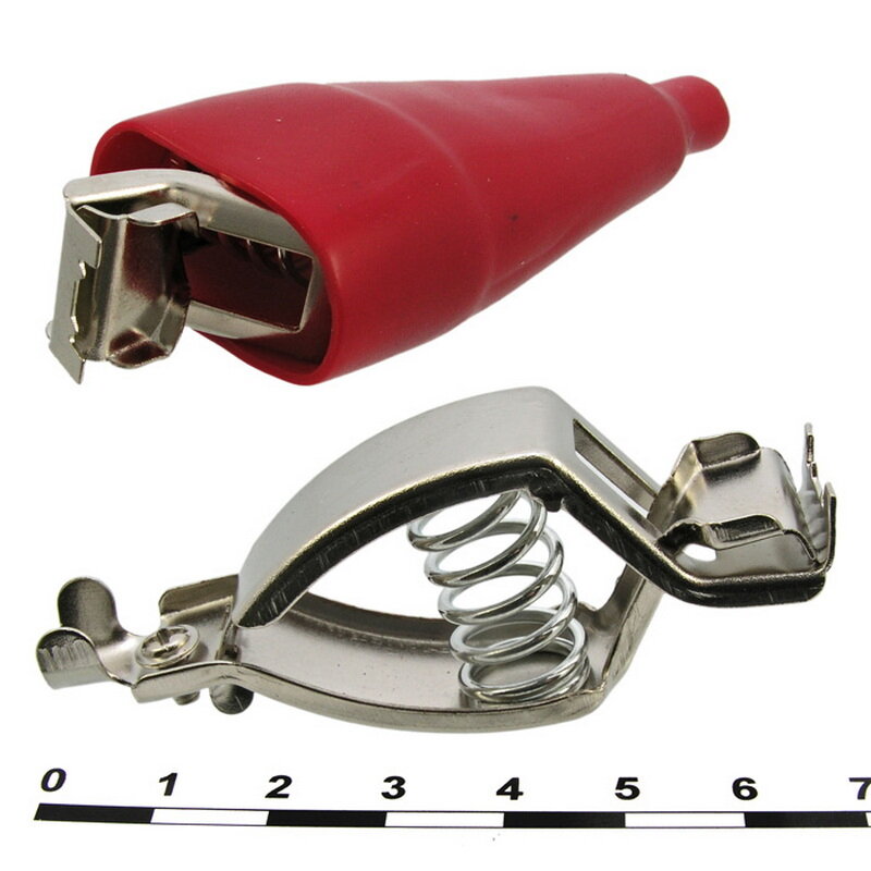 Зажим-крокодил 72,2 мм, 30 А, под винт, красный