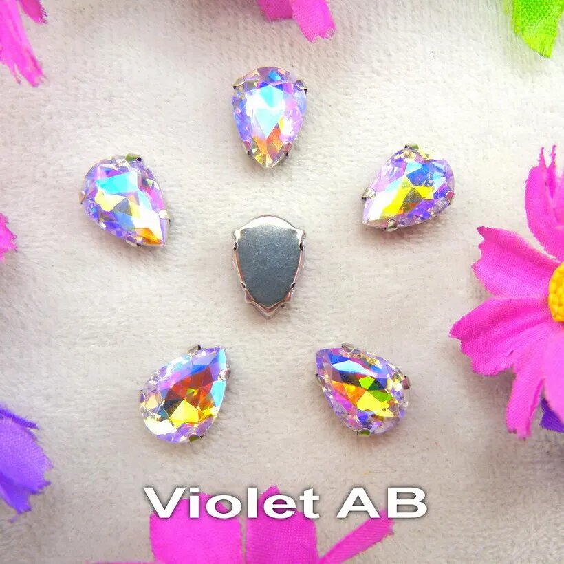 Стеклянные кристаллы SNCRYSTAL для декора Фиолетовый, 20x30mm 10pcs, A34 Violet AB