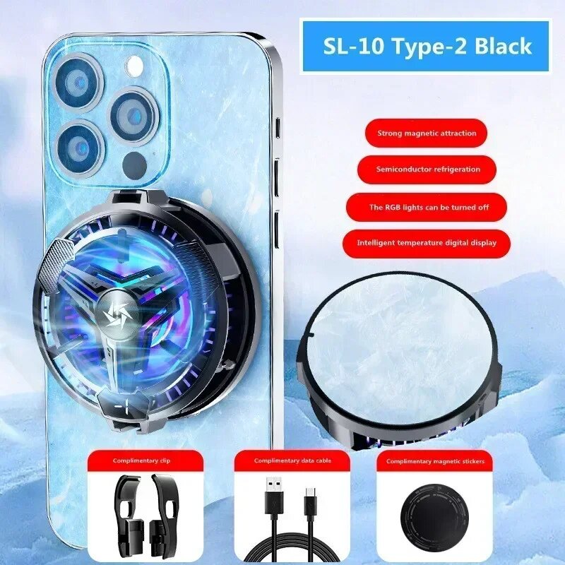 Охладитель для телефона SL-10 Type-2 Black с RGB подсветкой