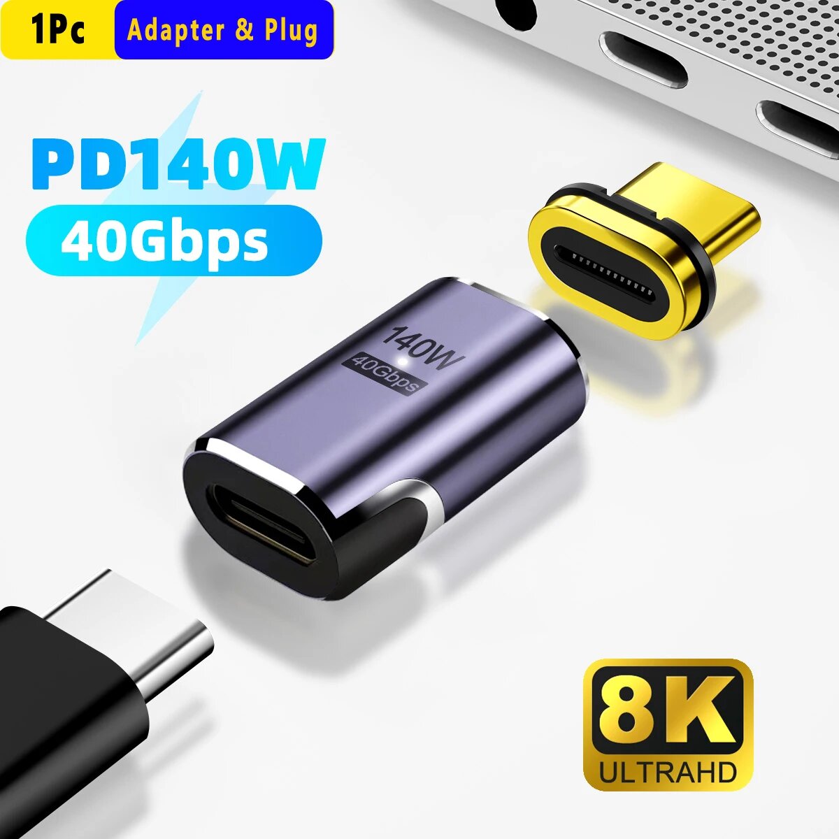 Адаптер USB 3/4 Thunderbolt магнитный, 40 Гбит/с, 140 Вт Model C 1Pc Adapter