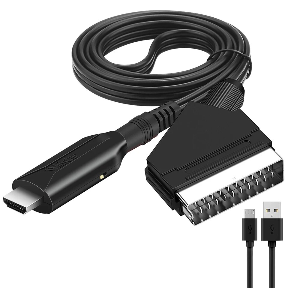Кабель-конвертер Scart в HDMI-совместимый 1080P, кабель-переходник 1 м, кабель-переходник для HDTV, DVD STB, аксессуары