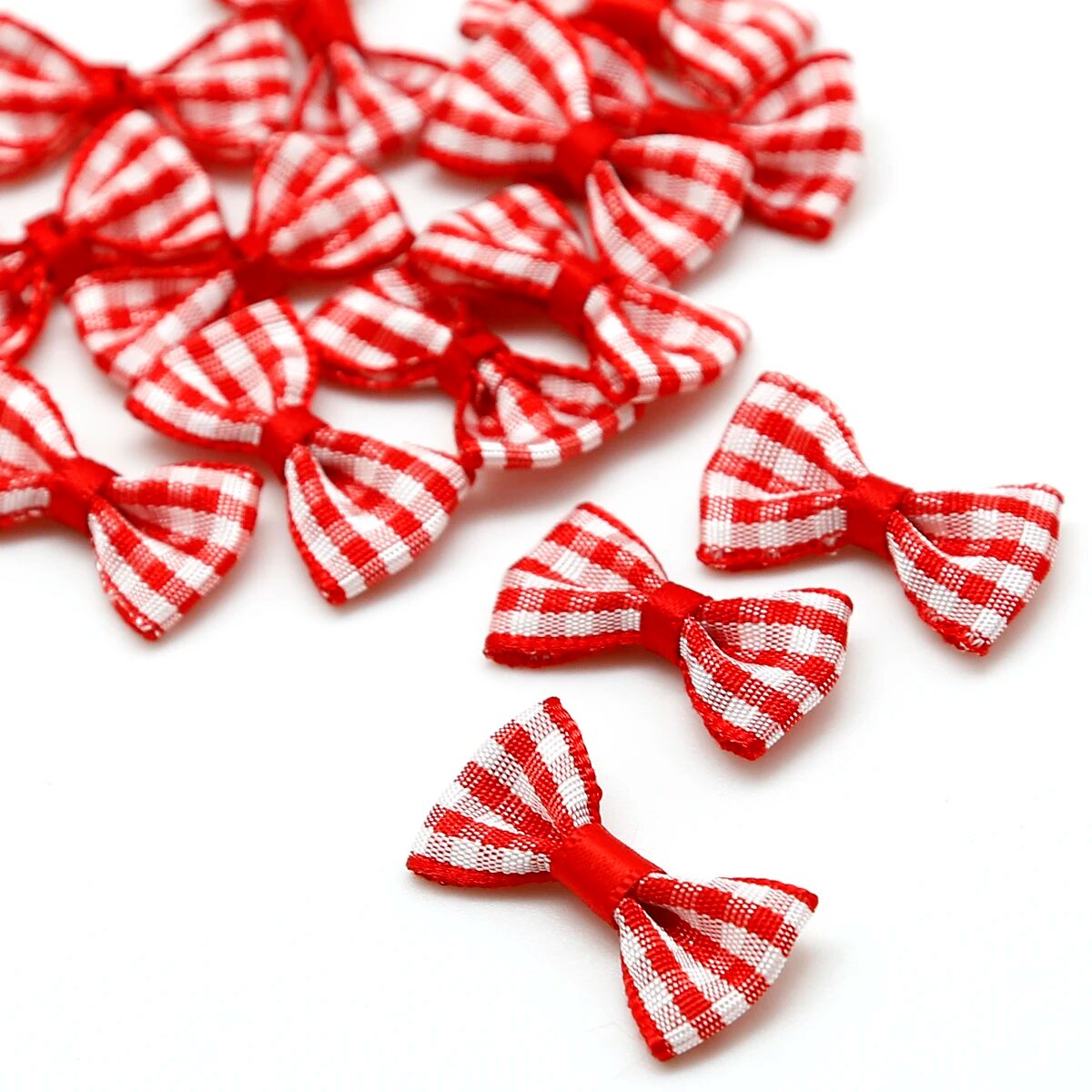 Клетчатые банты Beadia 3x1,5 см 25 шт. Красный, Red