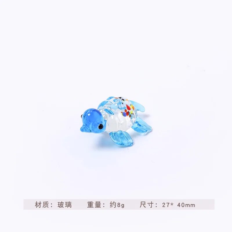 Стеклянная фигурка черепашки, light blue, 8g, 27*40mm