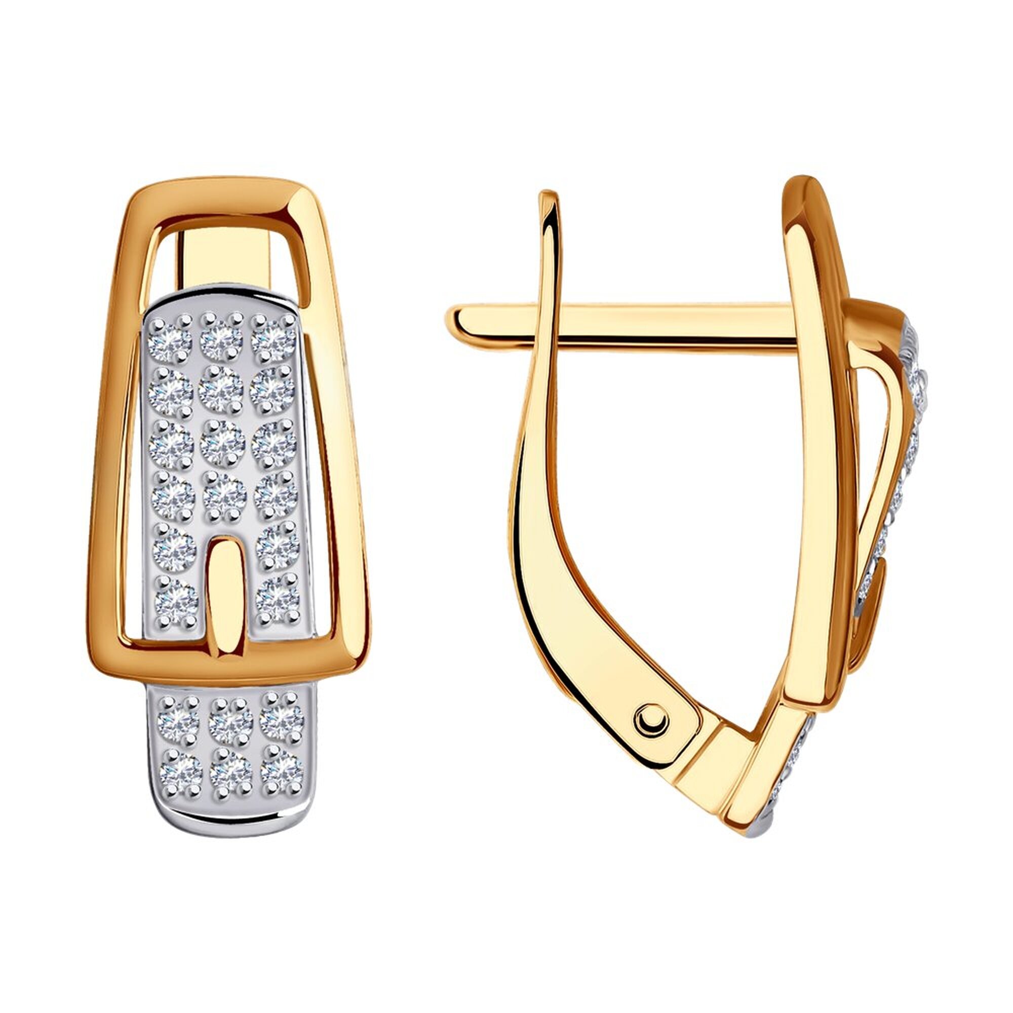 Серьги, красное золото, 585 проба, фианит